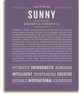 Sunny Personalized Name Meaning Art Prints – Name Stories