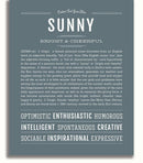 Sunny Personalized Name Meaning Art Prints – Name Stories