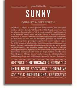 Sunny Personalized Name Meaning Art Prints – Name Stories