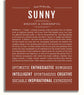 Sunny Personalized Name Meaning Art Prints – Name Stories