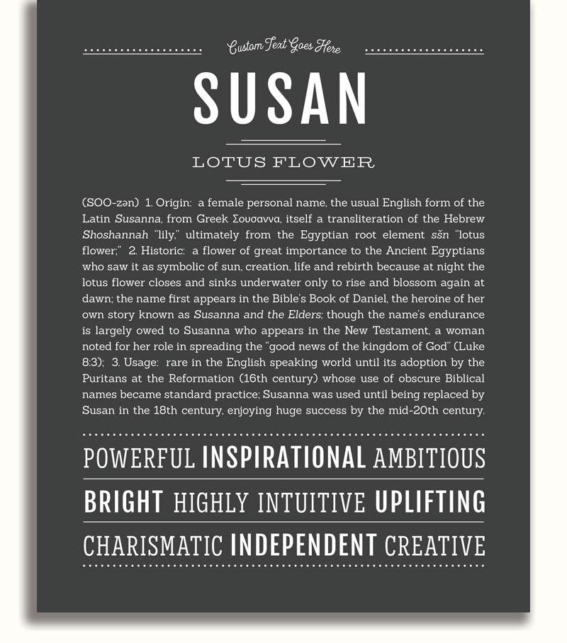 Susan Personalized Name Meaning Art Prints – Name Stories