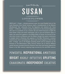Susan Personalized Name Meaning Art Prints – Name Stories