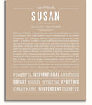 Susan Personalized Name Meaning Art Prints – Name Stories