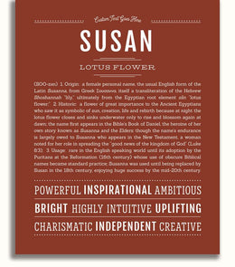 Susan Personalized Name Meaning Art Prints – Name Stories