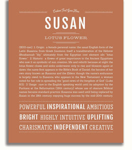 Susan Personalized Name Meaning Art Prints – Name Stories