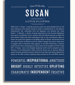 Susan Personalized Name Meaning Art Prints – Name Stories