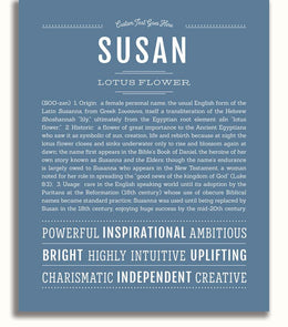 Susan Personalized Name Meaning Art Prints – Name Stories