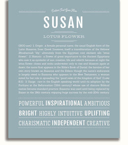Susan Personalized Name Meaning Art Prints – Name Stories