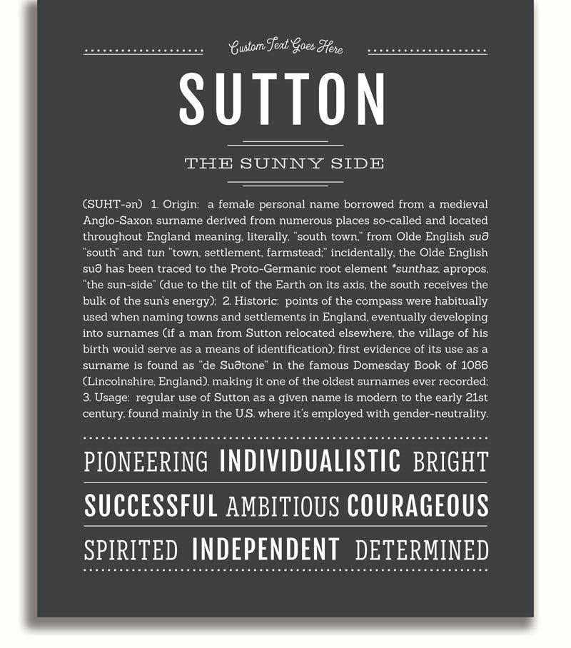 Sutton (female) | Name Art Print – Name Stories
