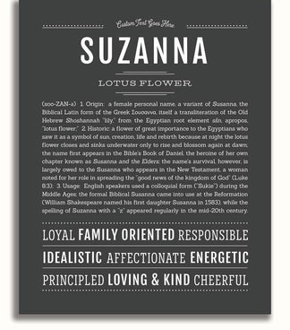 Suzanna Personalized Name Meaning Art Prints – Name Stories