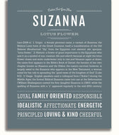 Suzanna Personalized Name Meaning Art Prints – Name Stories