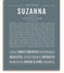 Suzanna Personalized Name Meaning Art Prints – Name Stories