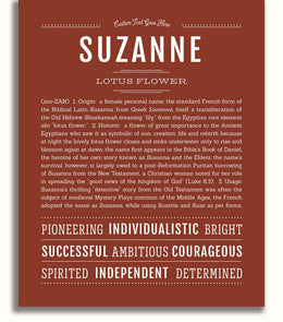Suzanne Personalized Name Meaning Art Prints – Name Stories