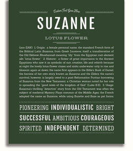 Suzanne Personalized Name Meaning Art Prints – Name Stories