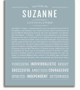 Suzanne Personalized Name Meaning Art Prints – Name Stories