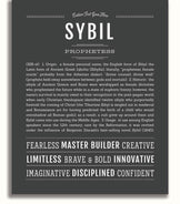 Sybil Personalized Name Meaning Art Prints – Name Stories