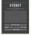 Sydney | Name Art Print – Name Stories