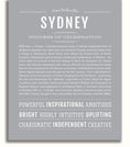 Sydney | Name Art Print – Name Stories