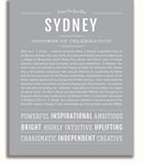 Sydney | Name Art Print – Name Stories