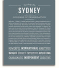 Sydney Personalized Name Meaning Art Prints – Name Stories