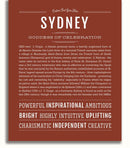 Sydney | Name Art Print – Name Stories