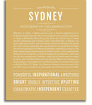Sydney Personalized Name Meaning Art Prints – Name Stories