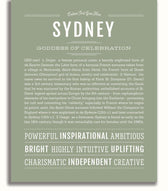 Sydney Personalized Name Meaning Art Prints – Name Stories