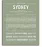Sydney Personalized Name Meaning Art Prints – Name Stories