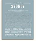Sydney | Name Art Print – Name Stories