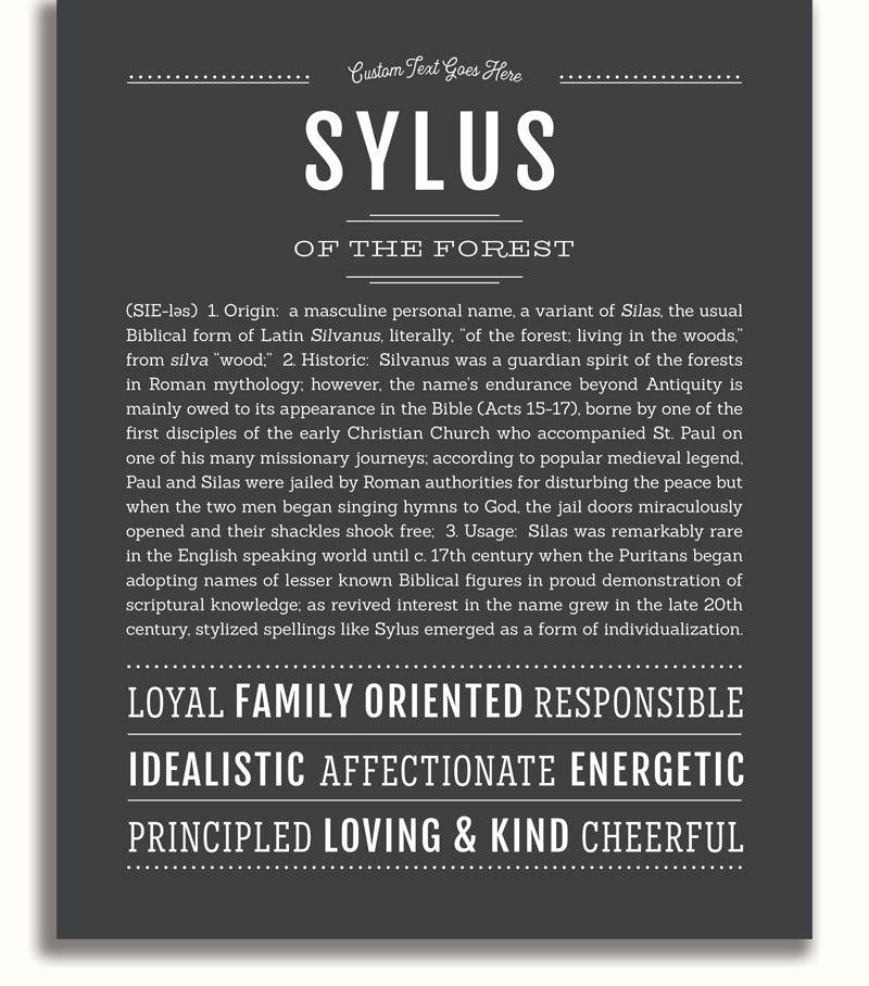 Sylus Personalized Name Meaning Art Prints – Name Stories