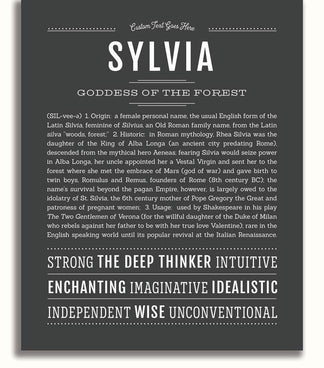 Sylvia Personalized Name Meaning Art Prints – Name Stories