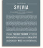 Sylvia Personalized Name Meaning Art Prints – Name Stories