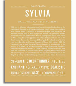 Sylvia Personalized Name Meaning Art Prints – Name Stories