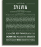 Sylvia Personalized Name Meaning Art Prints – Name Stories