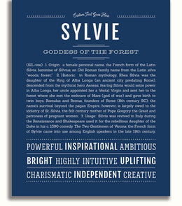 Sylvie Personalized Name Meaning Art Prints – Name Stories