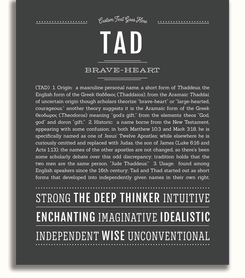 Tad Personalized Name Meaning Art Prints – Name Stories