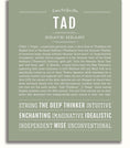 Tad Personalized Name Meaning Art Prints – Name Stories