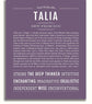 Talia Personalized Name Meaning Art Prints – Name Stories