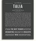 Talia Personalized Name Meaning Art Prints – Name Stories