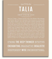 Talia Personalized Name Meaning Art Prints – Name Stories