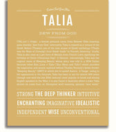 Talia Personalized Name Meaning Art Prints – Name Stories