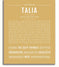Talia Personalized Name Meaning Art Prints – Name Stories