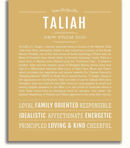 Taliah | Name Art Print – Name Stories
