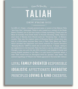 Taliah | Name Art Print – Name Stories