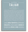 Taliah Personalized Name Meaning Art Prints – Name Stories
