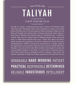 Taliyah | Name Art Print – Name Stories