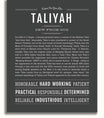 Taliyah Personalized Name Meaning Art Prints – Name Stories
