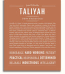 Taliyah | Name Art Print – Name Stories