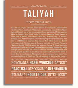 Taliyah | Name Art Print – Name Stories