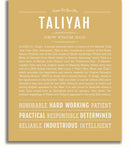 Taliyah Personalized Name Meaning Art Prints – Name Stories